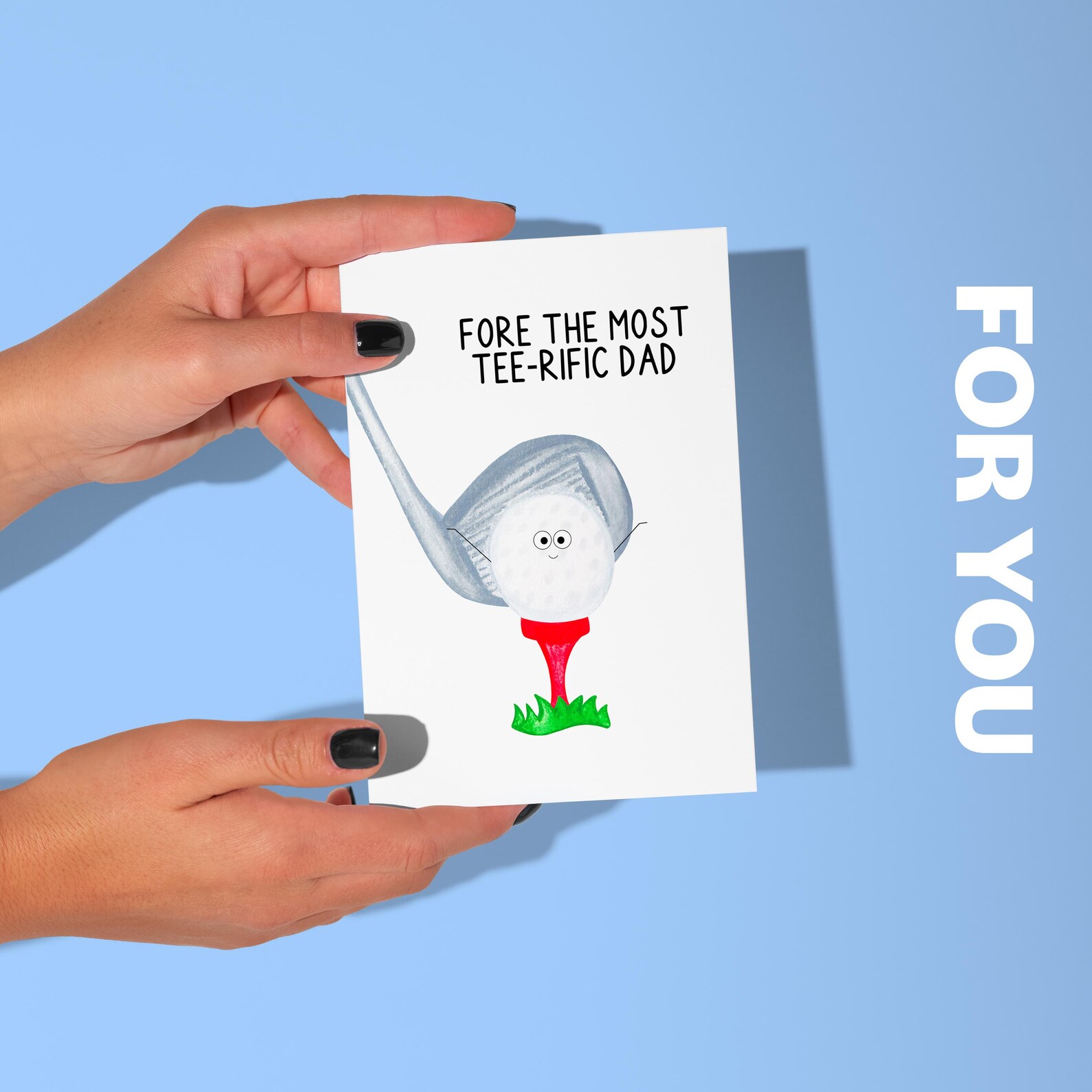 Printable Father's Day Card, Fore the Most Tee-rific Dad, Funny Dad ...