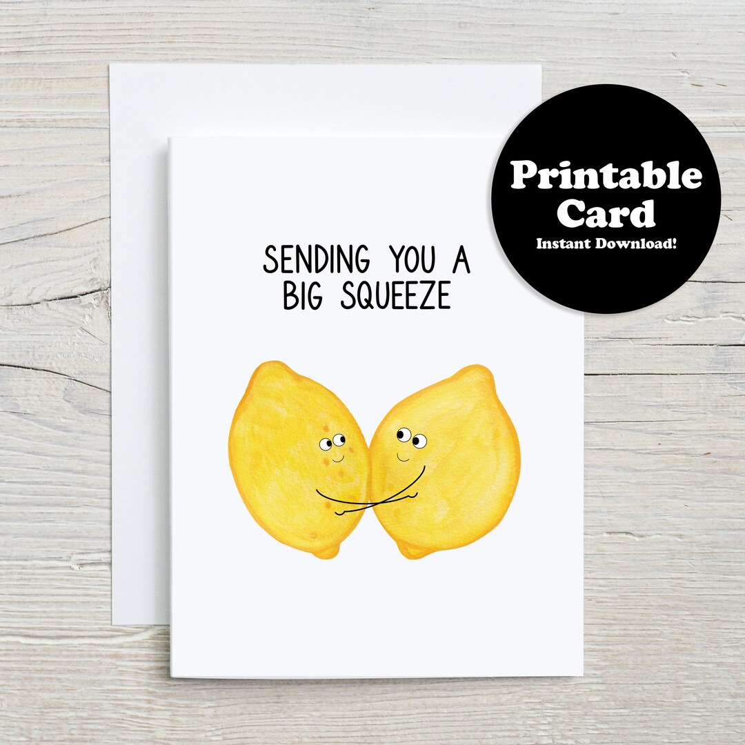 Printable Support Card Sending You A Big Squeeze Sympathy - Etsy