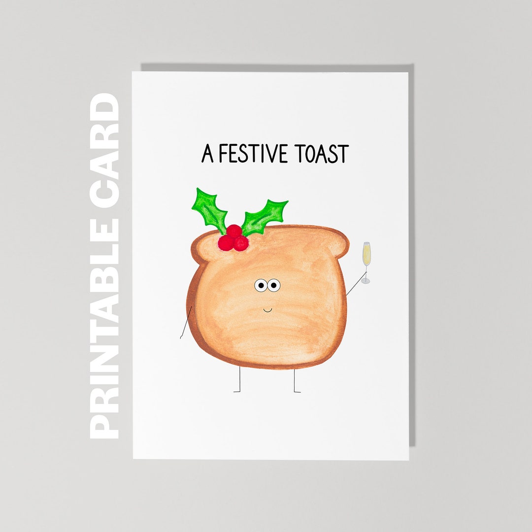 Printable Holiday Card, A Festive Toast, Funny Christmas Card - Etsy