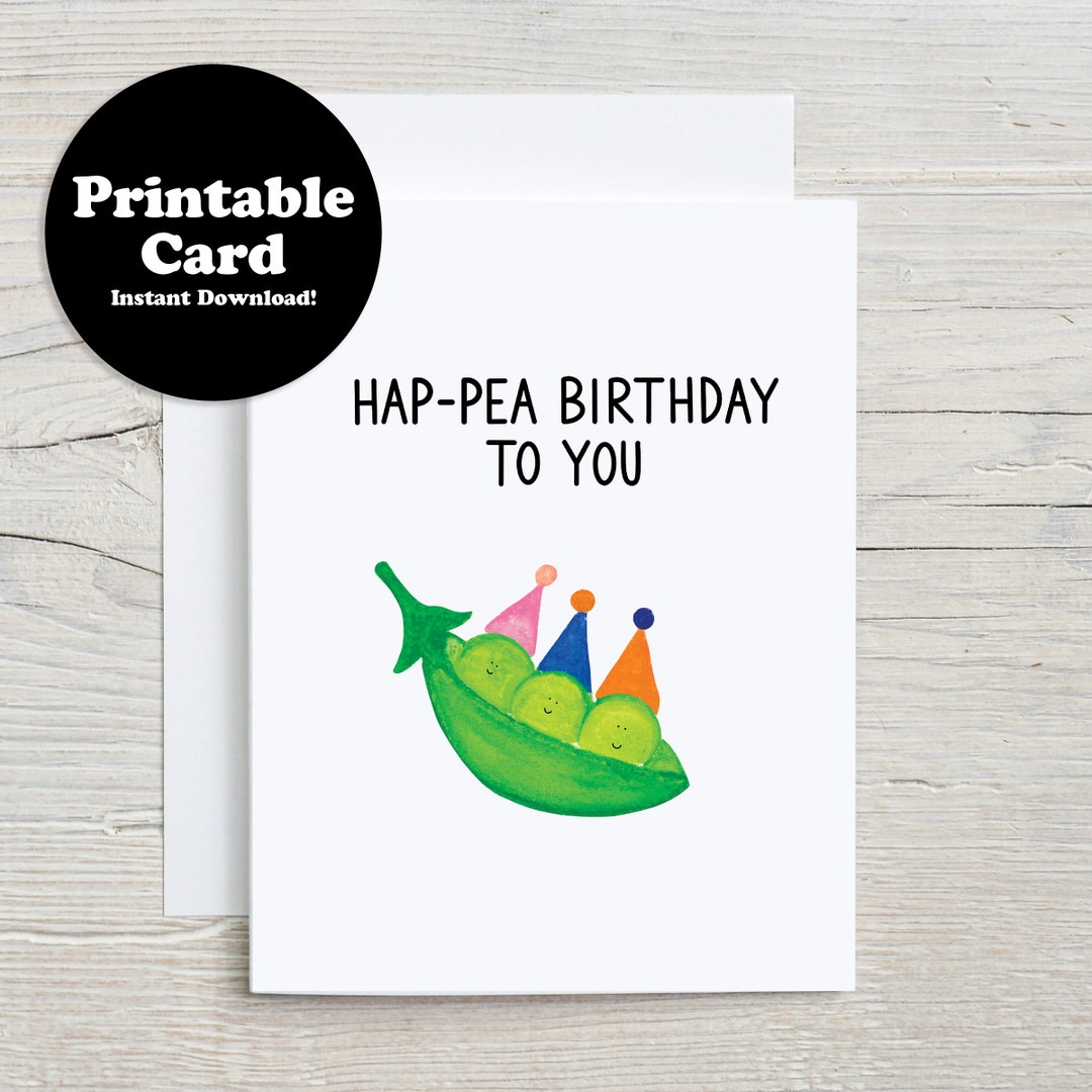 Printable Birthday Card Hap-pea Birthday to You Funny - Etsy Australia