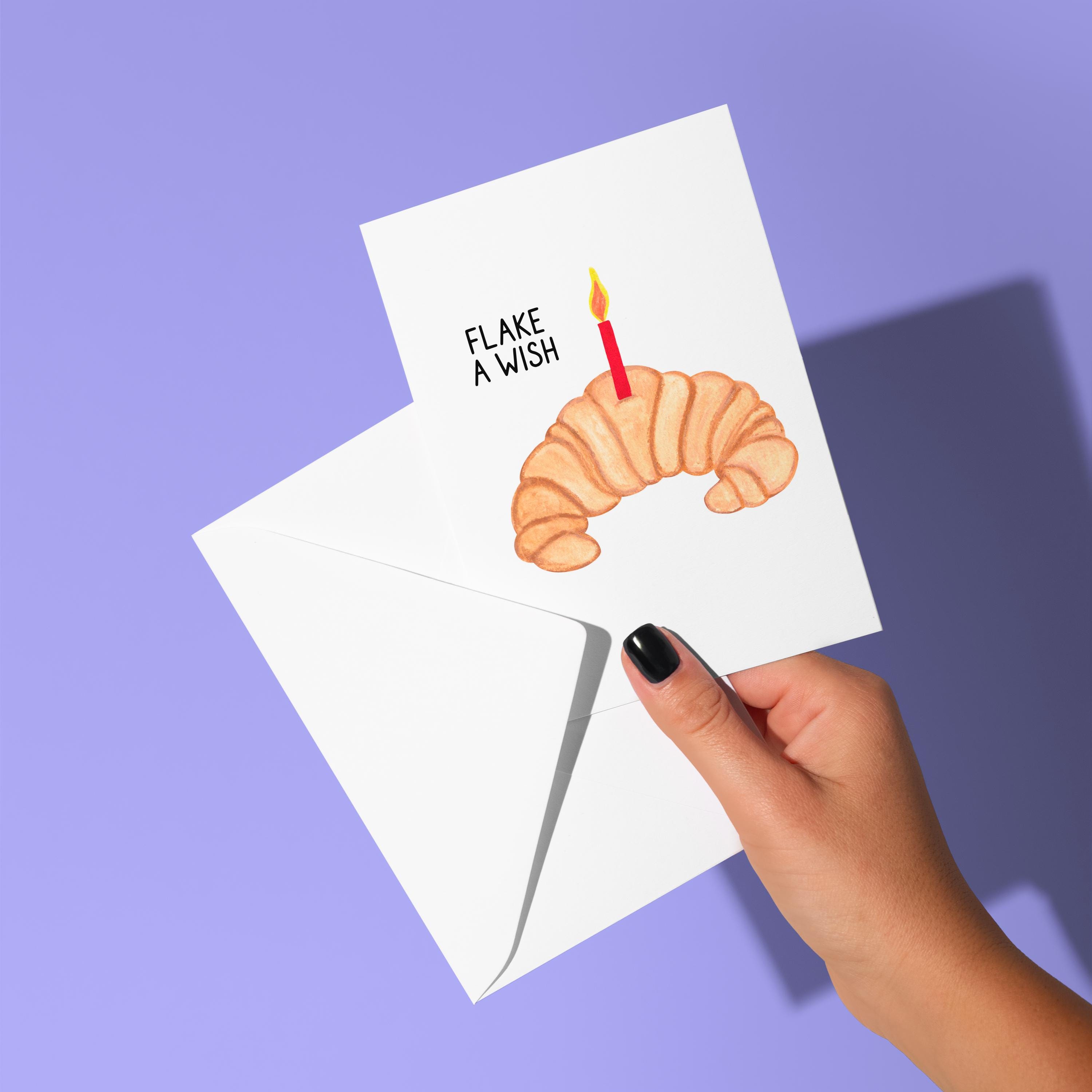 Happy Birthday Card, Flake A Wish, Croissant Birthday Card, Funny ...