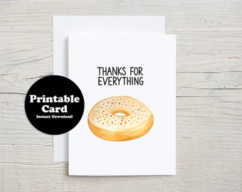 Bagel Thank You Card - Etsy