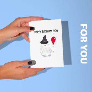 Halloween Birthday Card, Happy Birthday Boo, Fall Birthday Card, Ghost ...