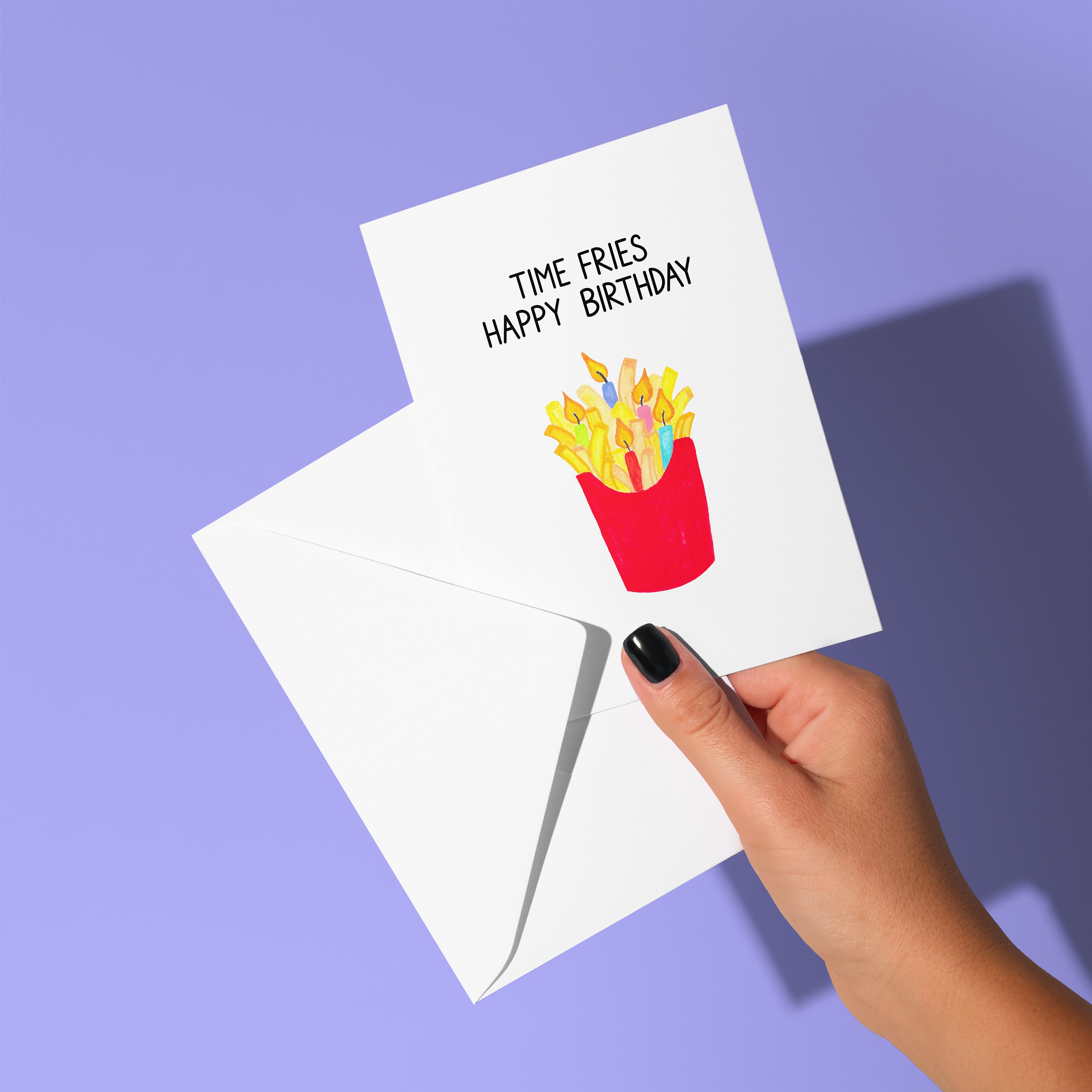 Time Fries Happy Birthday Card, French Fry Birthday Card, Funny ...