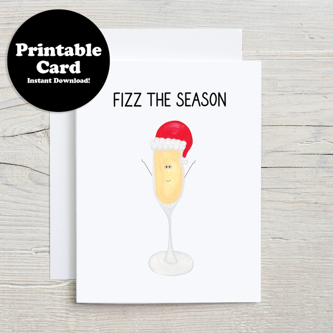 Printable Holiday Card Fizz the Season Funny Christmas Card - Etsy