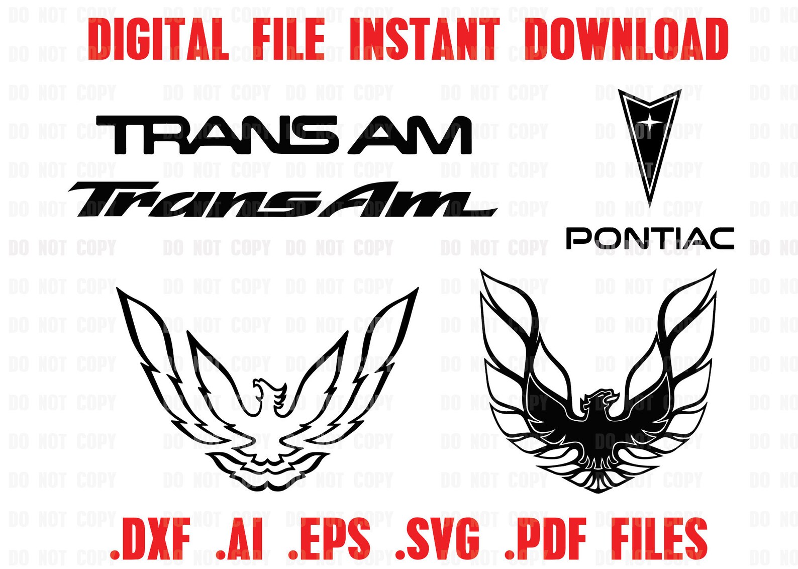 Pontiac Trans Am Styled Digital Svg Dxf Eps Pdf Vector File | Etsy
