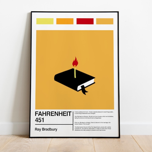 Fahrenheit 451 Printable Poster Book Cover Art Print by Ray - Etsy