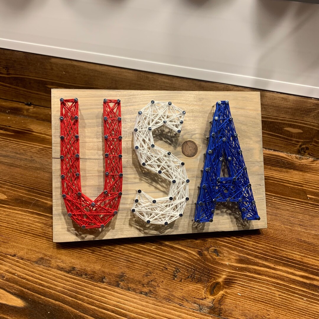 USA String Art – Handmade Patriotic Wall Décor – Rustic Americana Home Accent - Etsy