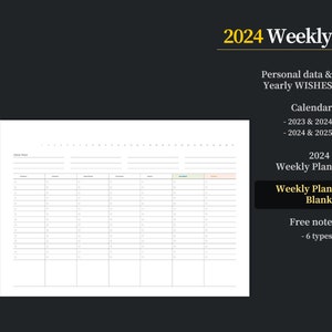 Weekly 2024 Dated & Blank Undated, Calendar, Free Note Printable ...