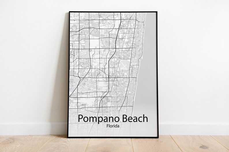 Pompano Beach Florida Minimalist Map Print Minimalist Map of Pompano ...