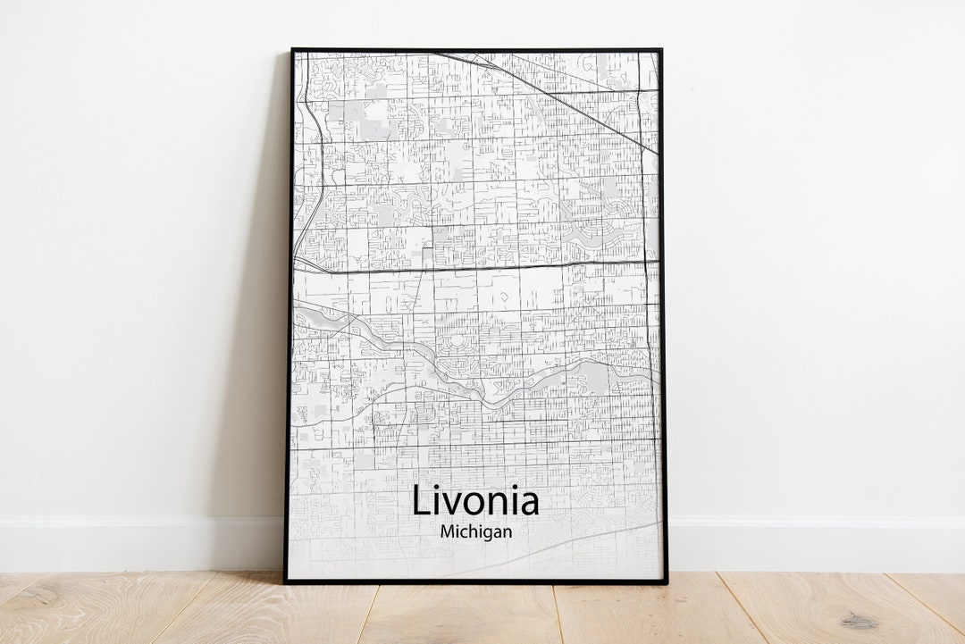 Livonia Michigan Minimalist Map Print Minimalist Map of Livonia ...