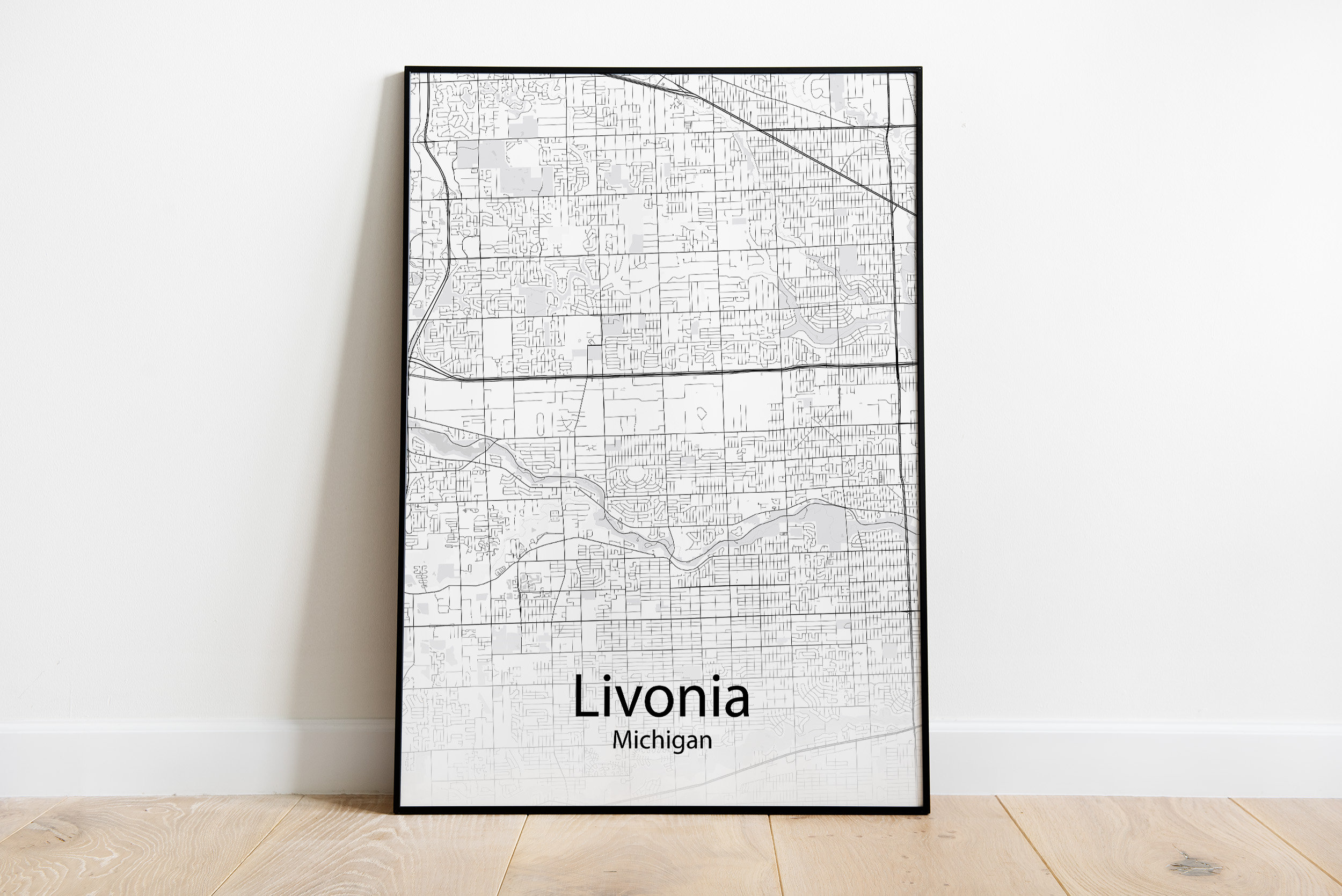 Livonia Michigan Minimalist Map Print Minimalist Map of Livonia ...