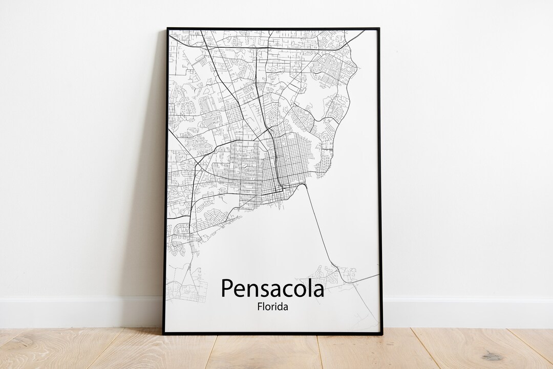 Pensacola Florida Minimalist Map Print Minimalist Map of Pensacola ...