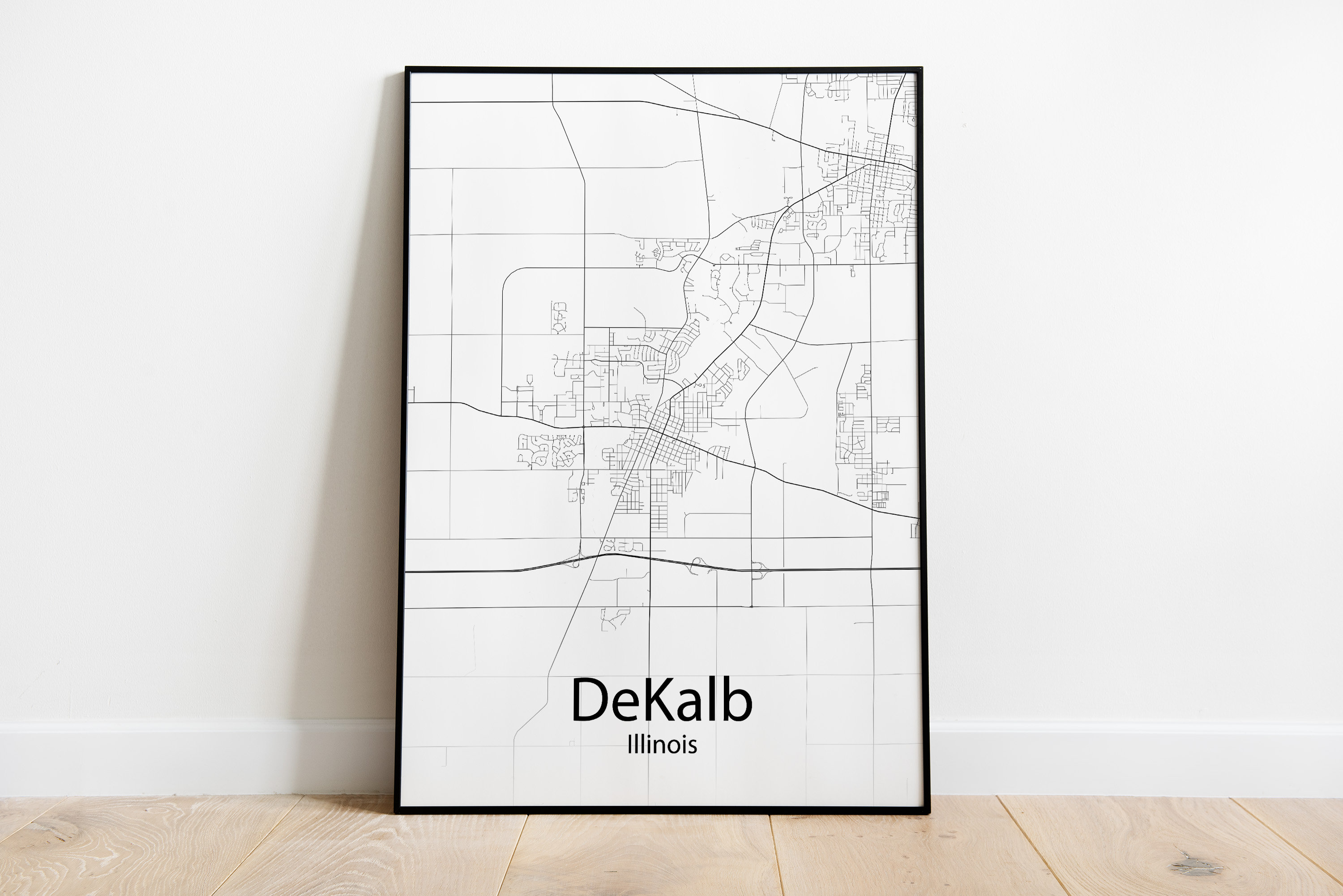 Dekalb Illinois Minimalist Map Print Minimalist Map of Dekalb Illinois ...