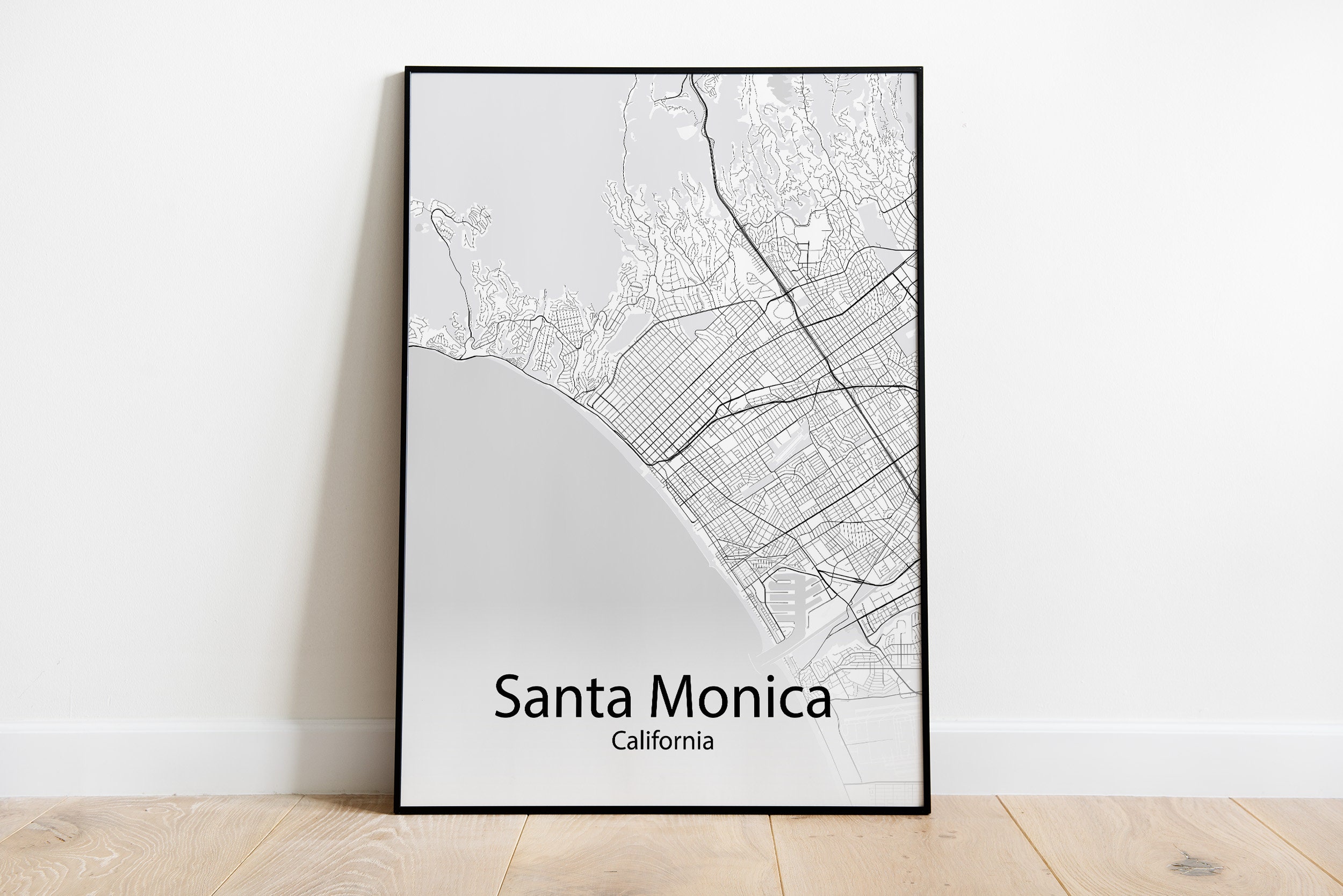 Santa Monica California Minimalist Map Print Minimalist Map of Santa ...