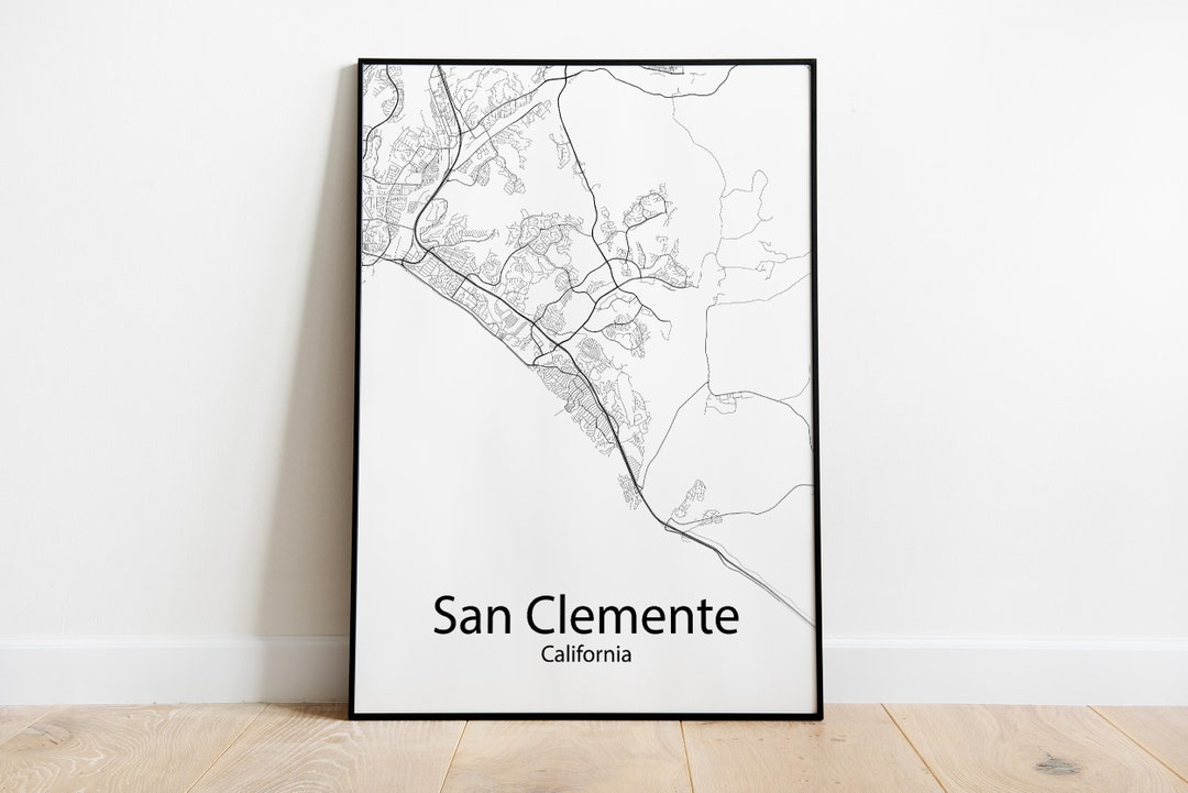 San Clemente California Minimalist Map Print - Minimalist Map of San ...