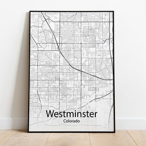 Westminster Colorado Minimalist Map Print Minimalist Map of Westminster ...