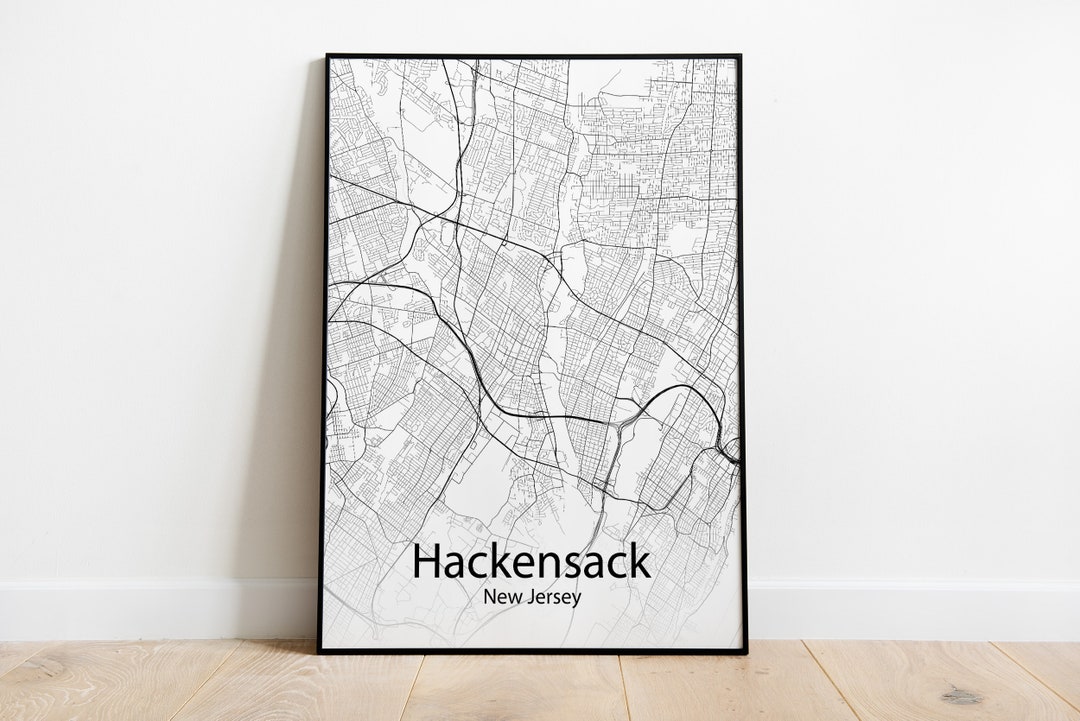 Hackensack New Jersey Minimalist Map Print Minimalist Map of Hackensack ...