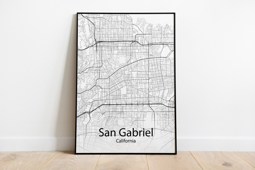 San Gabriel California Minimalist Map Print - Minimalist Map of San ...