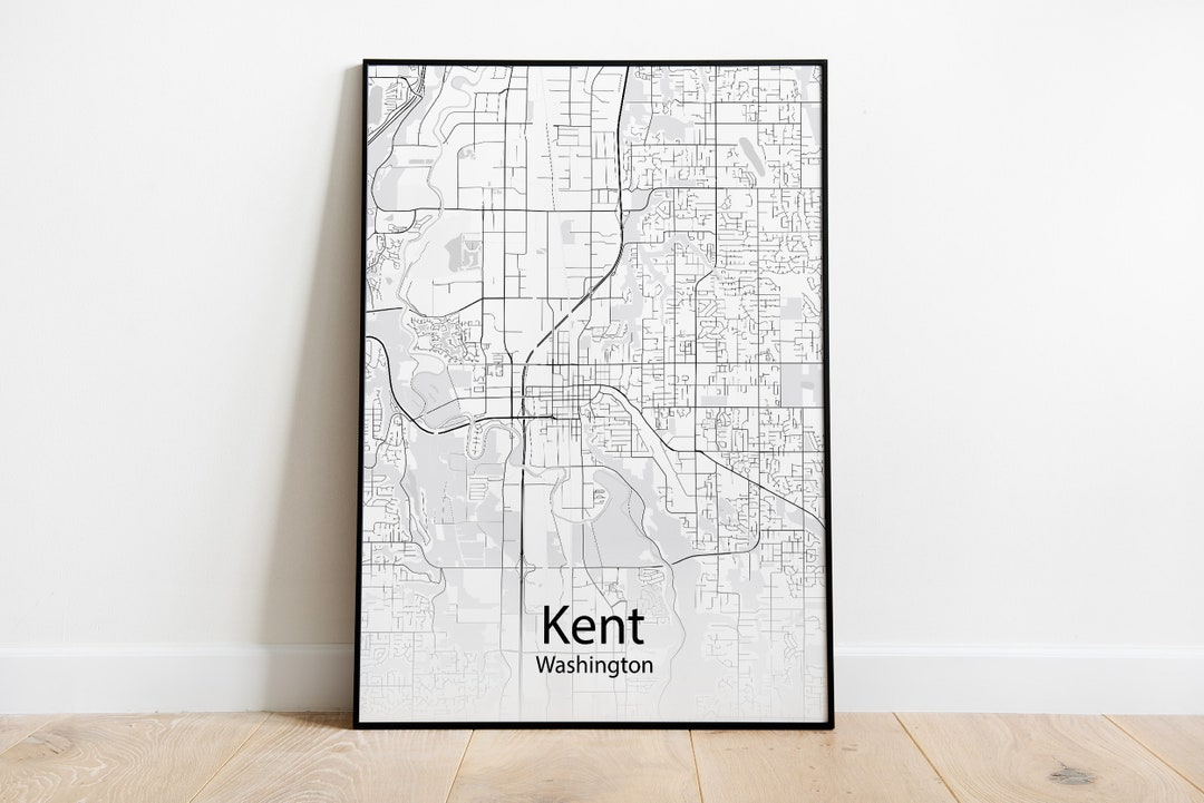 Kent Washington Minimalist Map Print Minimalist Map of Kent Washington ...