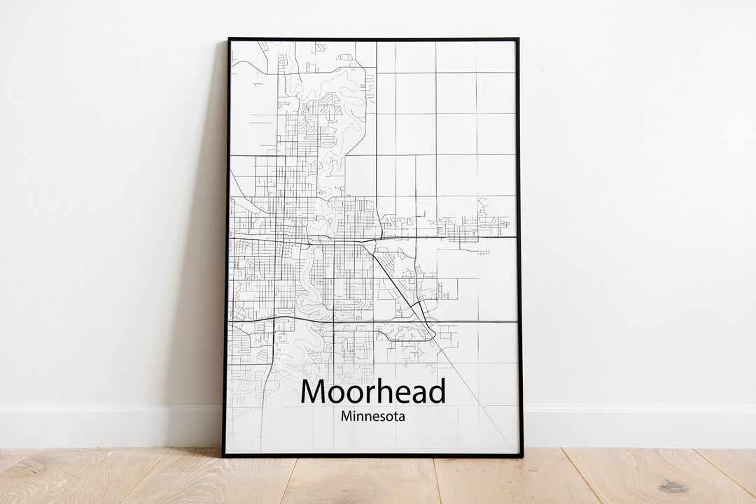 Moorhead Minnesota Minimalist Map Print Minimalist Map of Moorhead ...