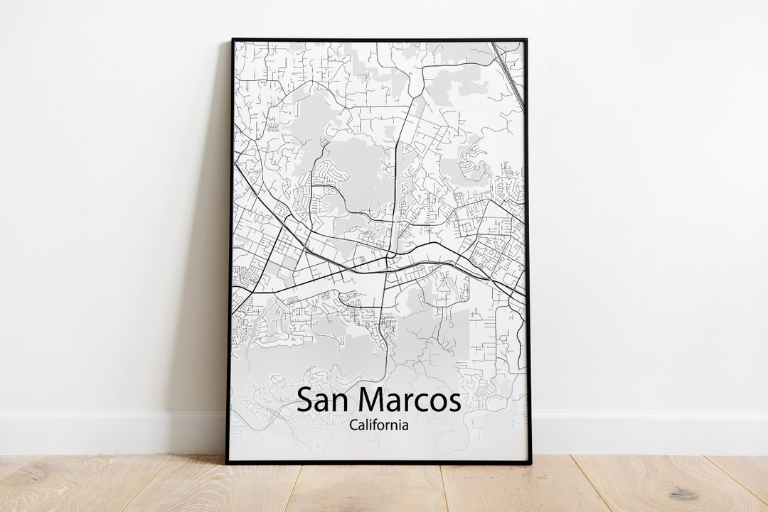 San Marcos California Minimalist Map Print - Minimalist Map of San ...