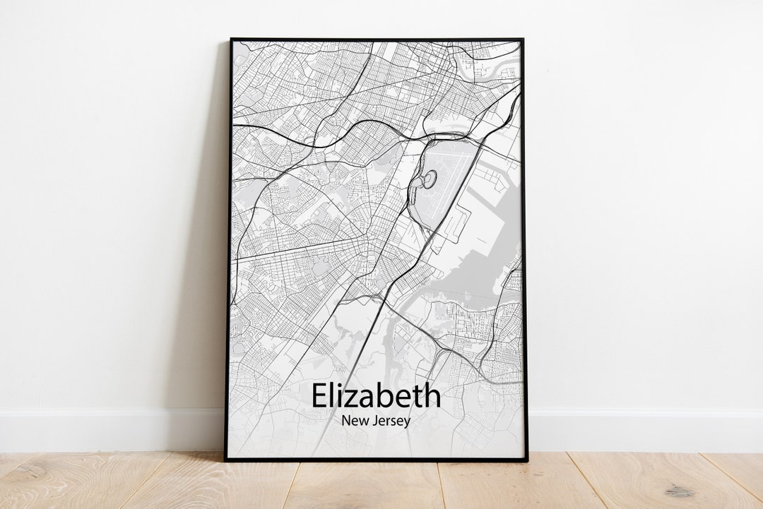 Elizabeth New Jersey Minimalist Map Print Minimalist Map of Elizabeth ...