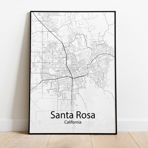 Santa Rosa California Minimalist Map Print - Minimalist Map of Santa ...