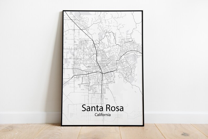 Santa Rosa California Minimalist Map Print - Minimalist Map of Santa ...