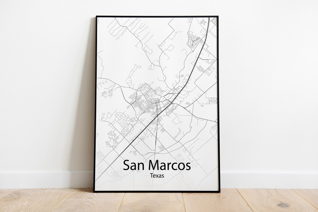 San Marcos Texas Minimalist Map Print - Minimalist Map of San Marcos ...