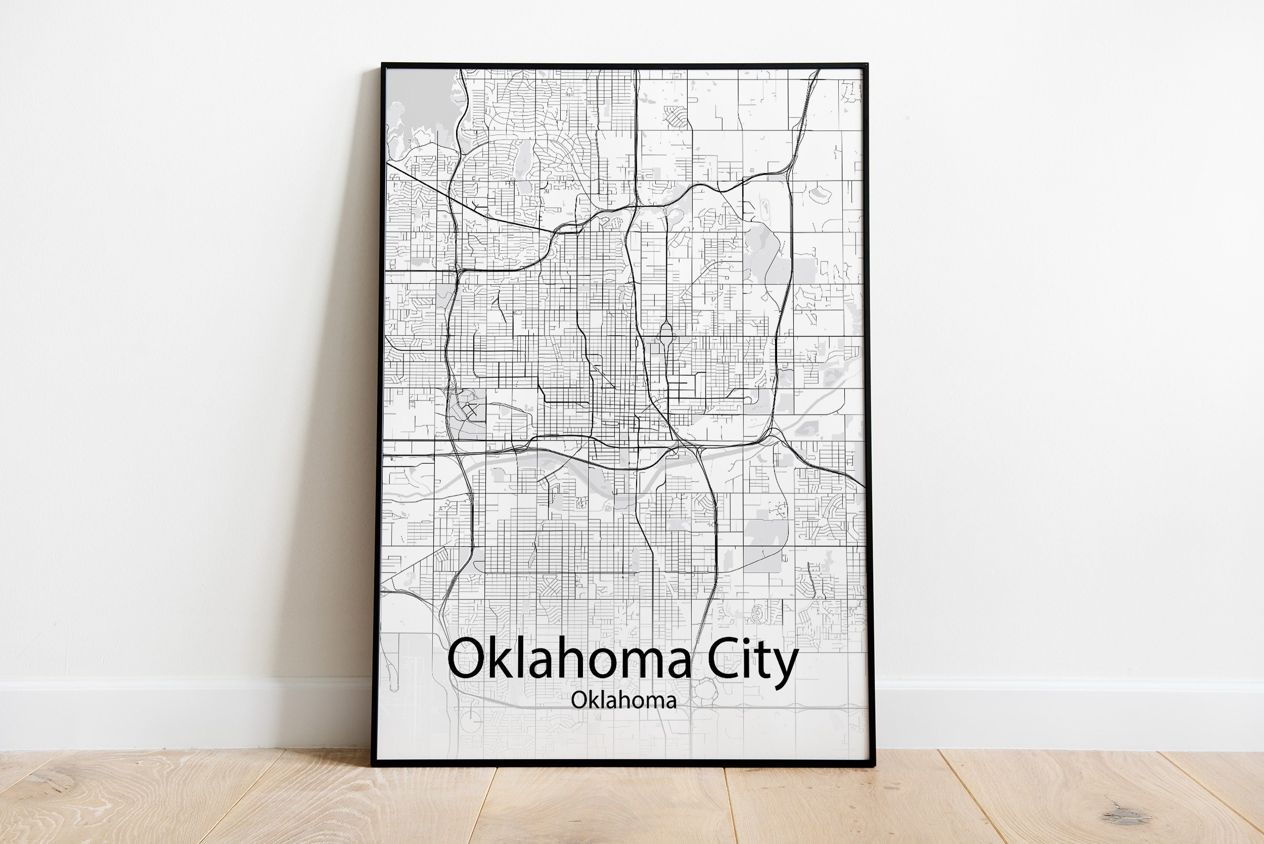 Oklahoma City Oklahoma Minimalist Map Print Minimalist Map of Oklahoma ...