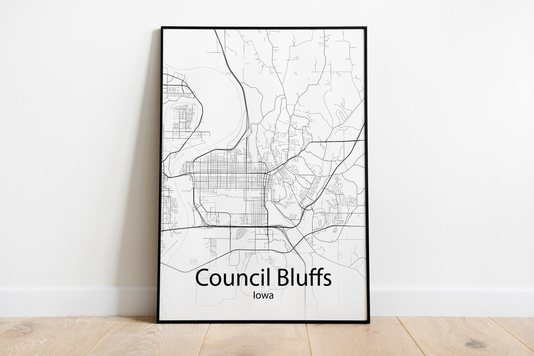 Council Bluffs Iowa Minimalist Map Print Minimalist Map of Council ...