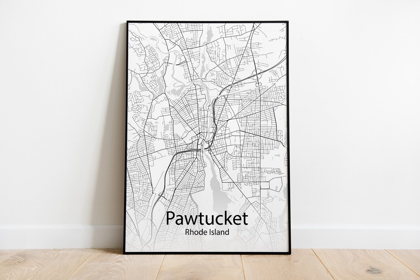 Pawtucket Rhode Island Minimalist Map Print Minimalist Map of Pawtucket ...