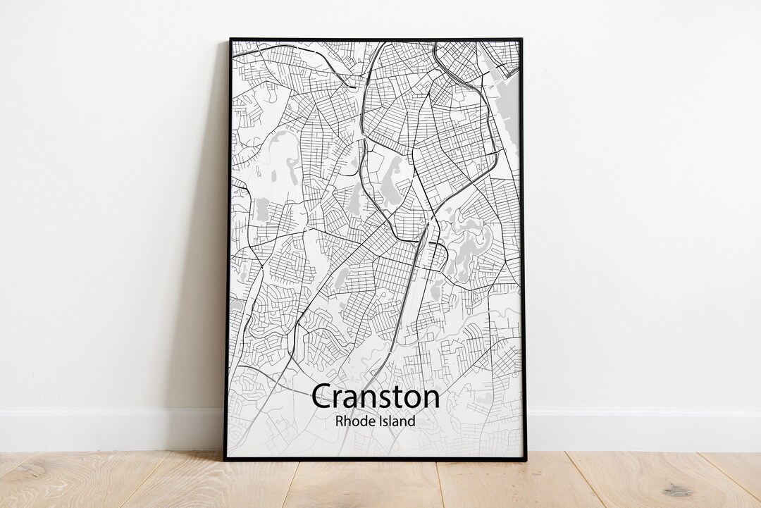 Cranston Rhode Island Minimalist Map Print Minimalist Map of Cranston ...