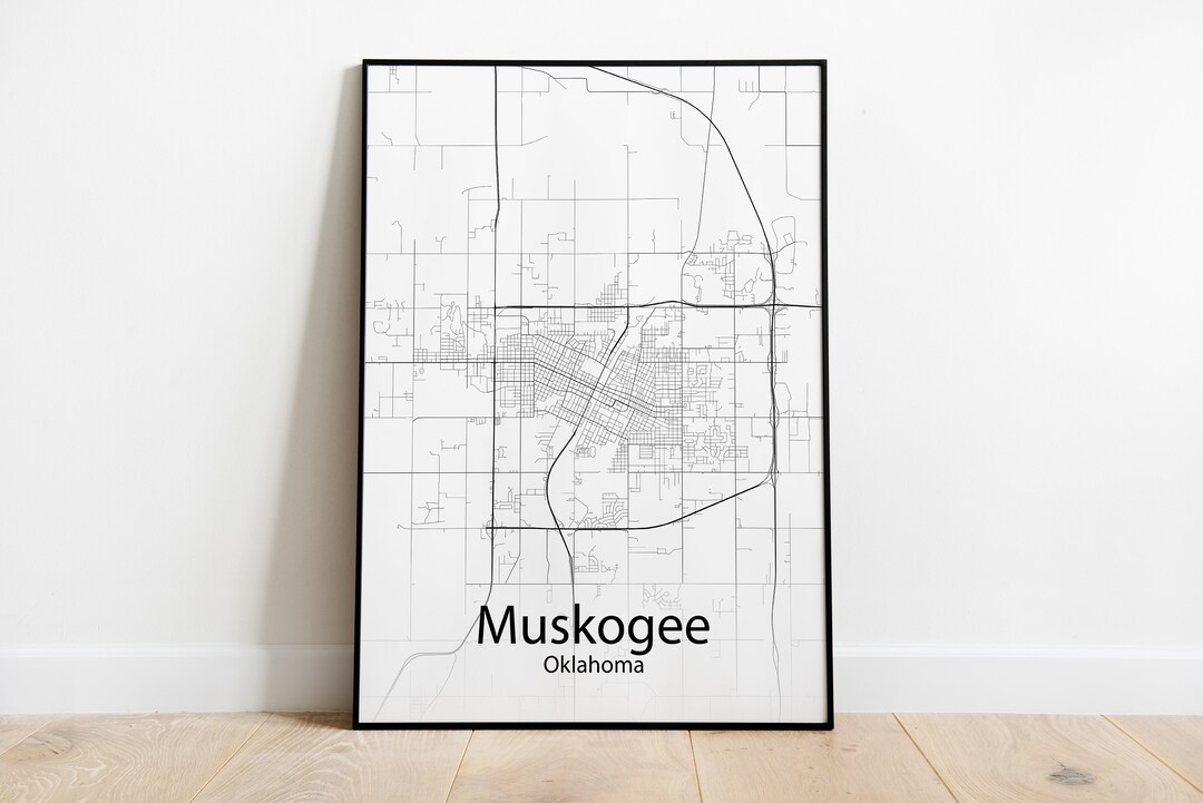 Muskogee Oklahoma Minimalist Map Print Minimalist Map of Muskogee ...
