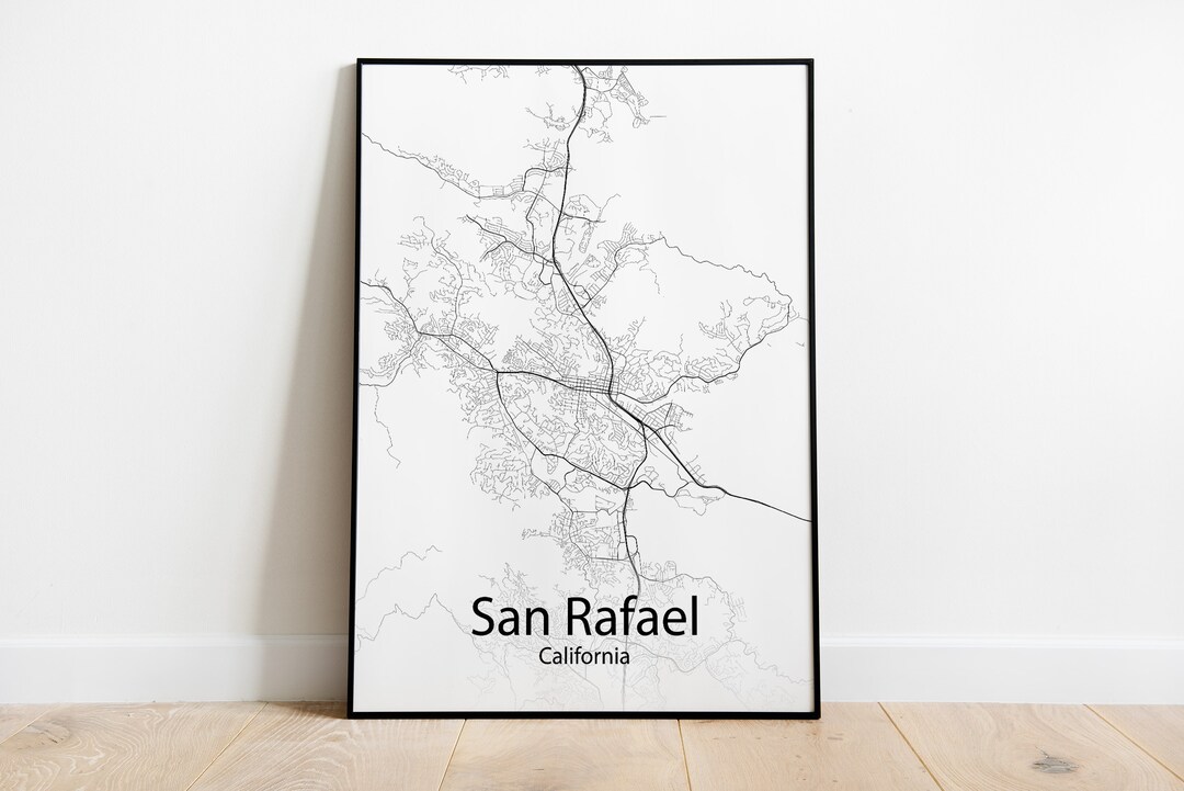 San Rafael California Minimalist Map Print - Minimalist Map of San ...