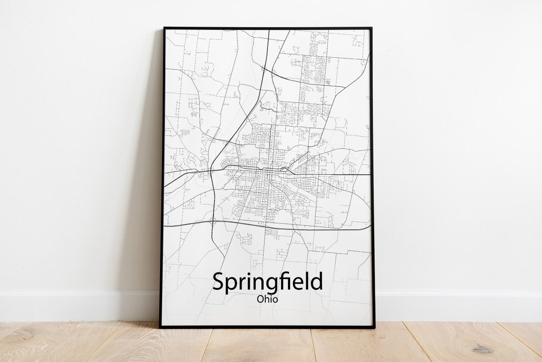 Springfield Ohio Minimalist Map Print Minimalist Map of Springfield ...