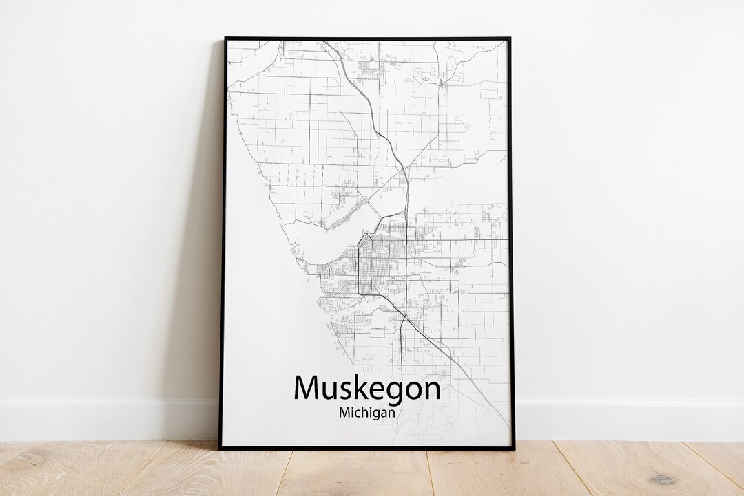 Muskegon Michigan Minimalist Map Print Minimalist Map of Muskegon ...
