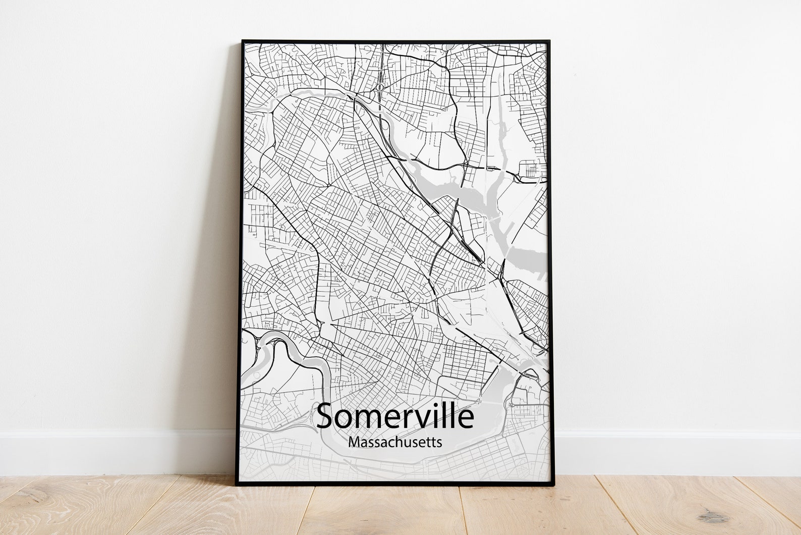 Somerville Massachusetts Minimalist Map Print Minimalist Map of ...