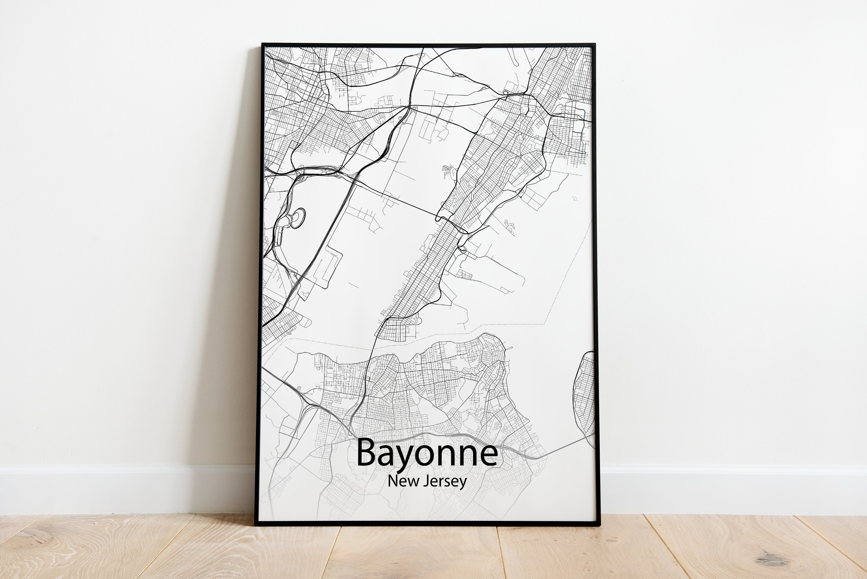 Bayonne New Jersey Minimalist Map Print Minimalist Map of Bayonne New ...