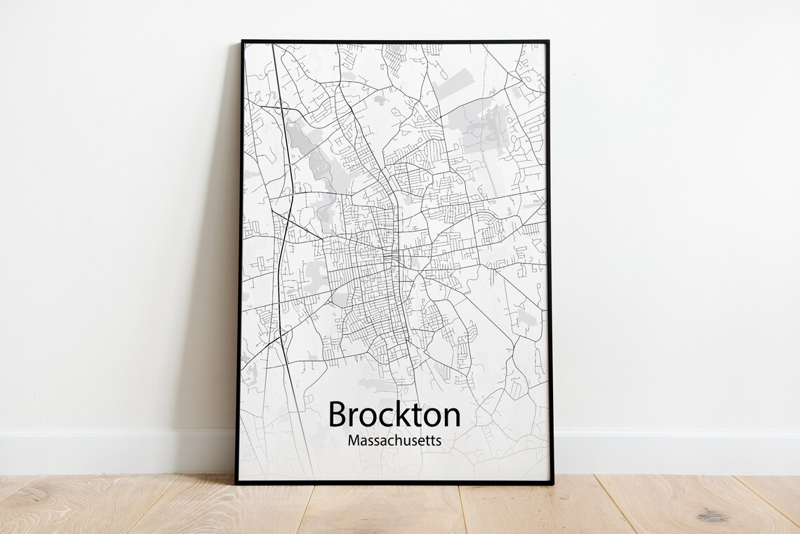 Brockton Massachusetts Minimalist Map Print Minimalist Map of Brockton ...