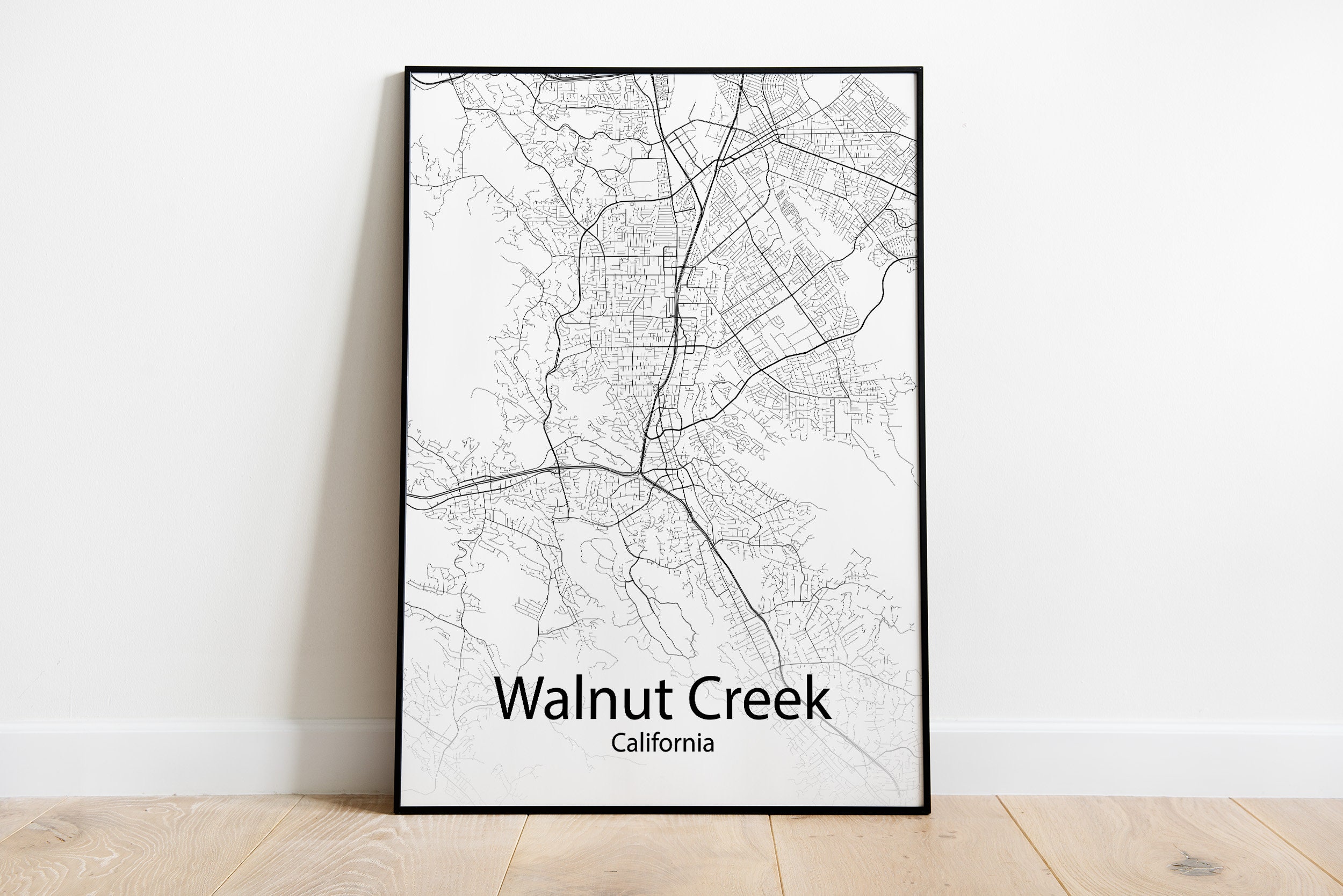 Walnut Creek California Minimalist Map Print Minimalist Map of Walnut ...