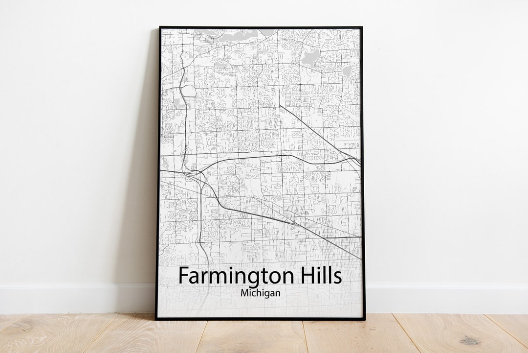 Farmington Hills Michigan Minimalist Map Print Minimalist Map of ...