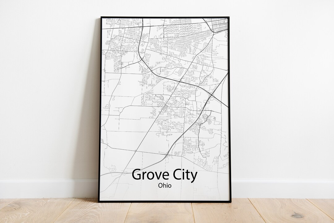 Grove City Ohio Minimalist Map Print Minimalist Map of Grove City Ohio ...