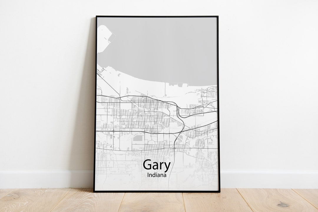 Gary Indiana Minimalist Map Print Minimalist Map of Gary Indiana Poster ...