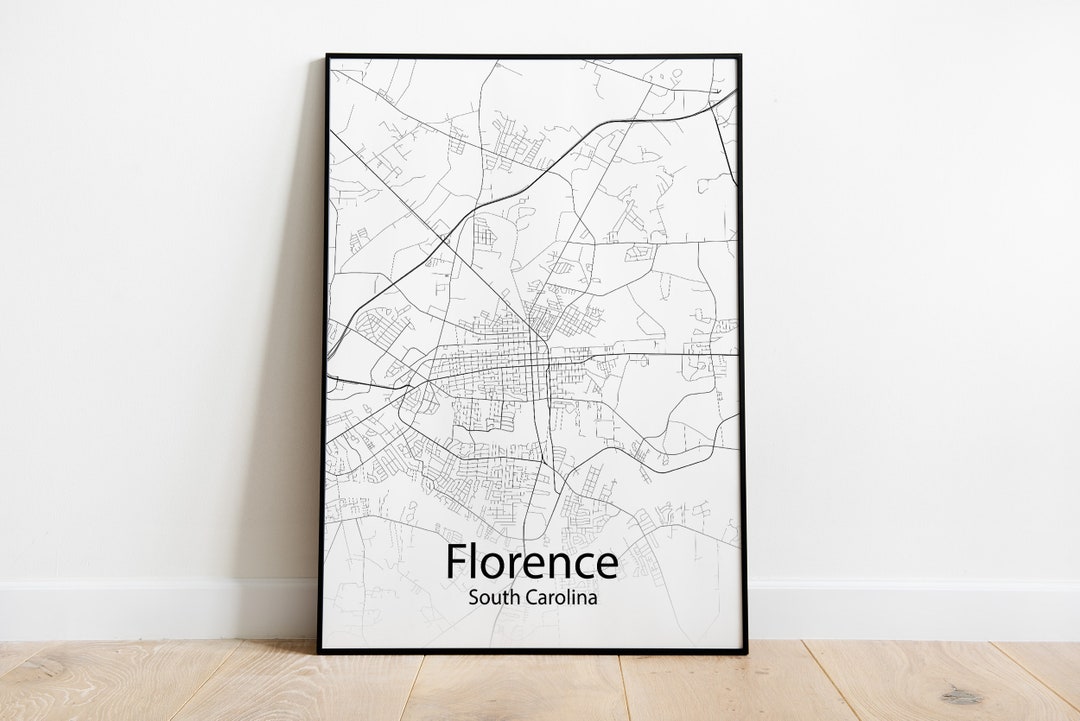 Florence South Carolina Minimalist Map Print Minimalist Map of Florence ...