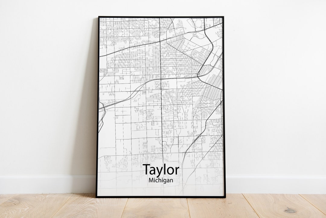 Taylor Michigan Minimalist Map Print Minimalist Map of Taylor Michigan ...