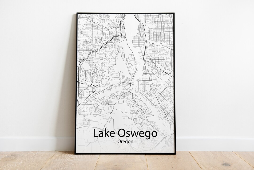 Lake Oswego Oregon Minimalist Map Print Minimalist Map of Lake Oswego Oregon Poster Wall Art ...