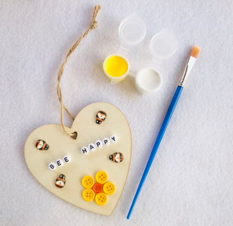 Bee Happy Wooden Heart Craft Kit, Birthday Gift Craft Kit for Kids. - Etsy