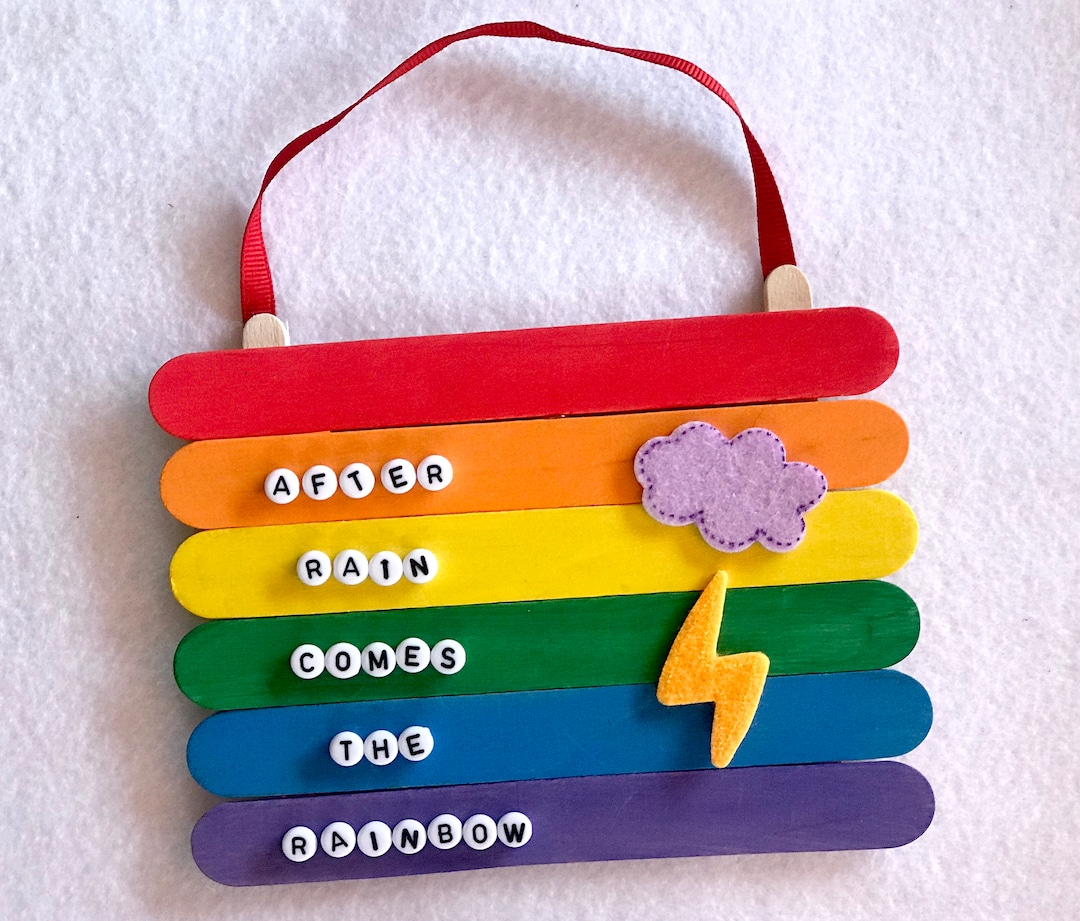 Rainbow Craft Sticks Sign Kit, Kids DIY Craft - Etsy